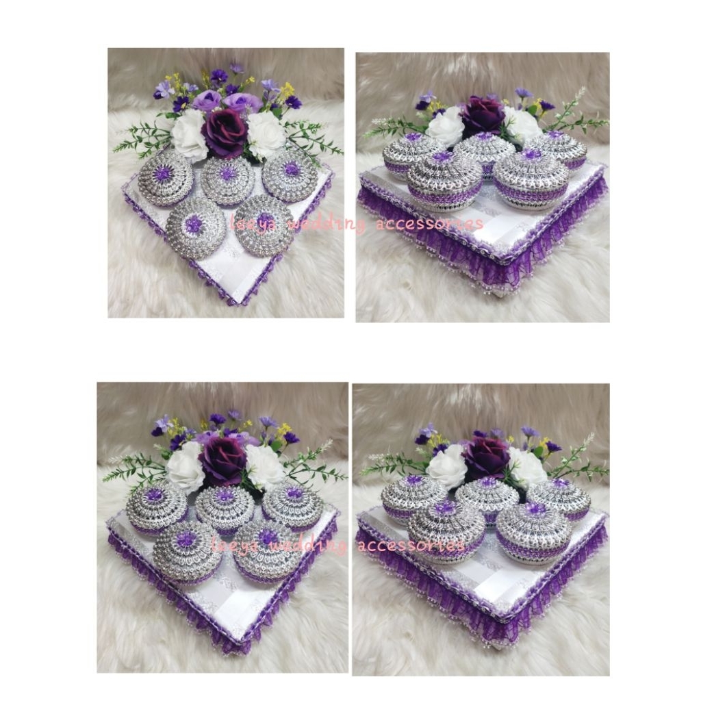 gubahan hantaran bekas bunga rampai (warna purple putih) | Shopee Malaysia