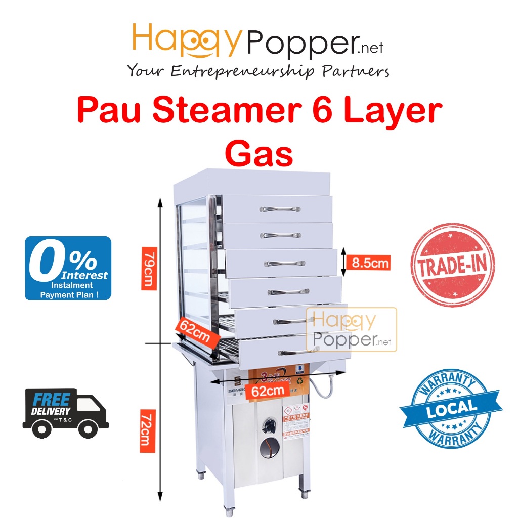 Happypopper Commercial Gas Pau Pao Dim Sum Steamer 6 Layer 6layer ...