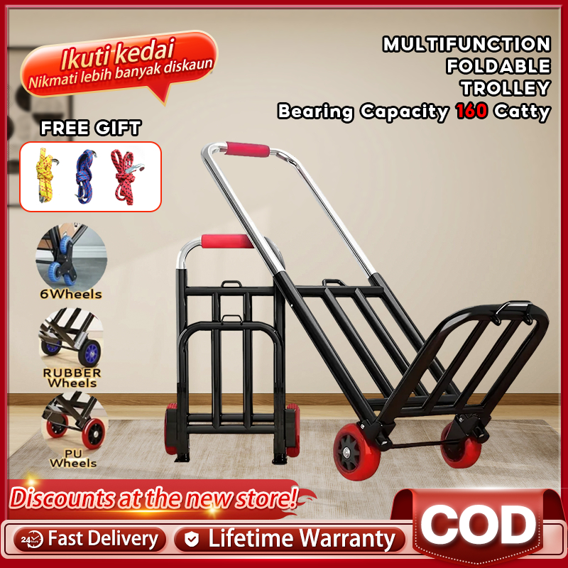 Troli Boleh Lipat Foldable Trolley Heavy Duty Extendable Hand Truck ...