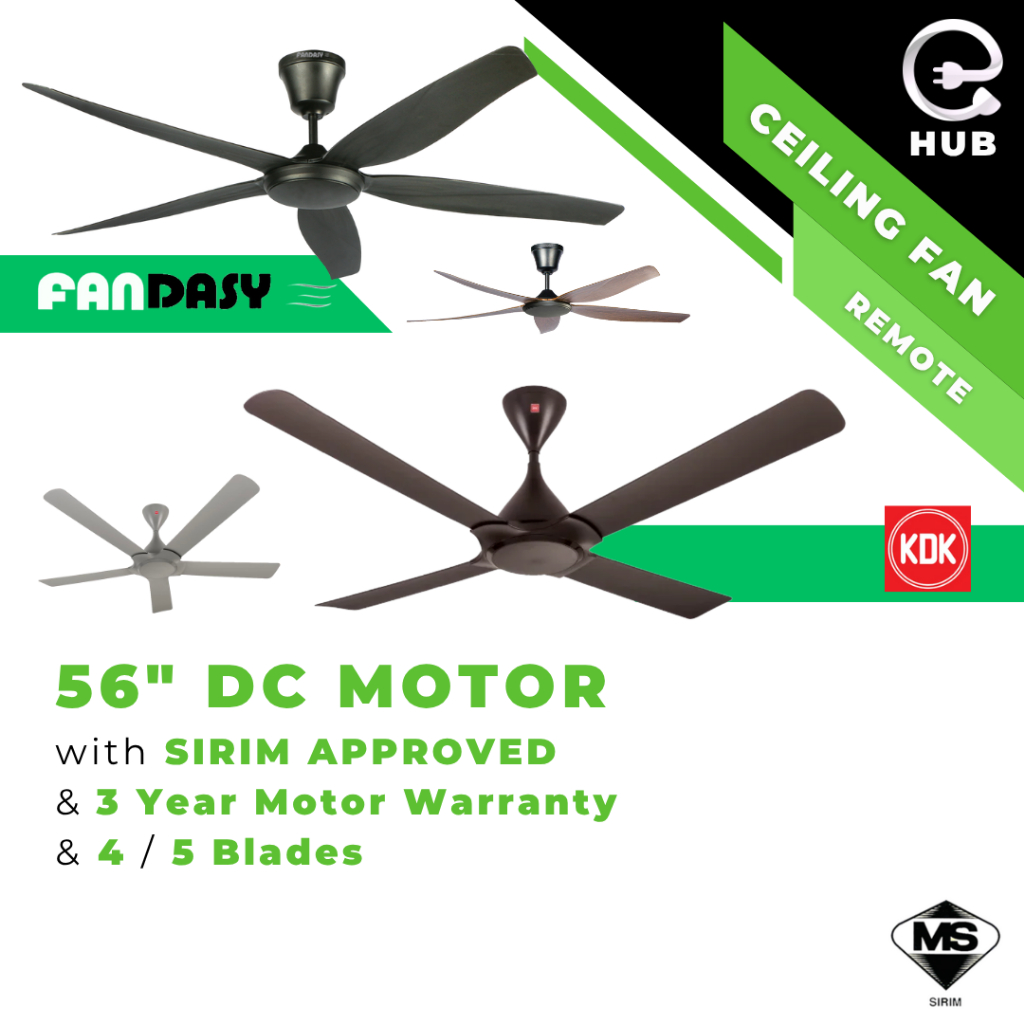 KDK K14RH l K14PH / FANDASY DC Fan Ceiling Fan (140cm/56”) Remote ...