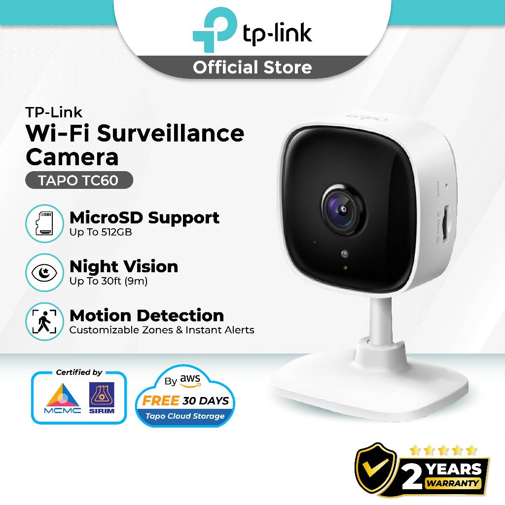 TP-Link Tapo TC60 1080P Indoor WiFi CCTV Camera | Night Vision AI ...