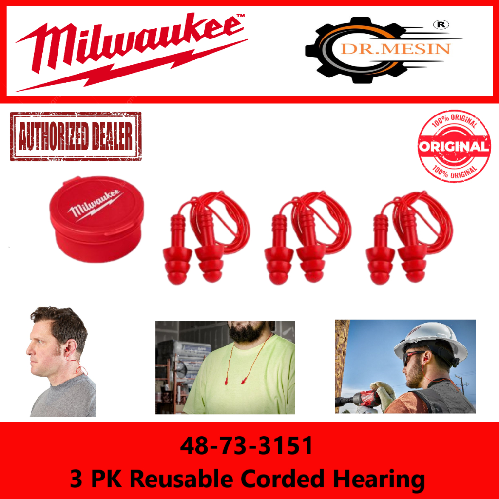 Milwaukee Earbuds / Milwaukee Earplug / Reusable Corded Ear Plugs 3 ...