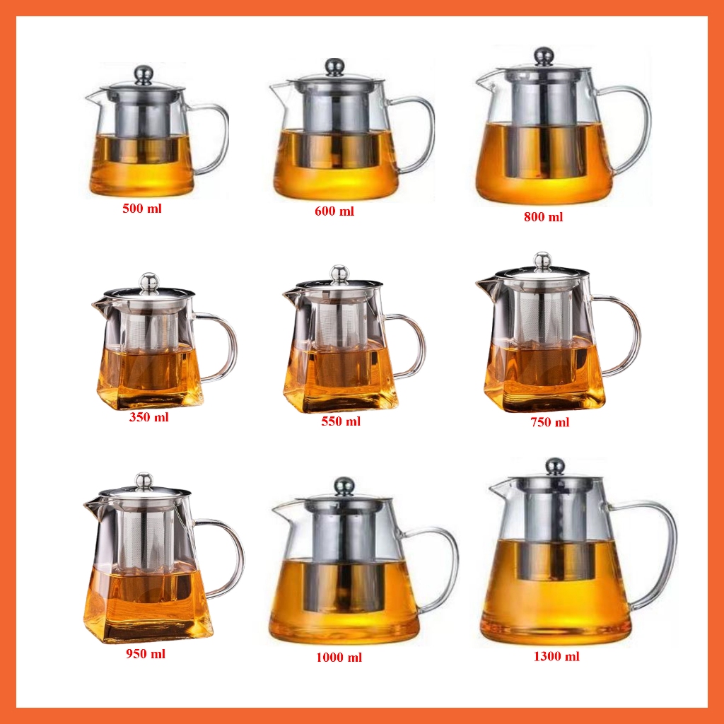 Teapot with strainer Borosilicate glass teapot jug with stainless steel ...