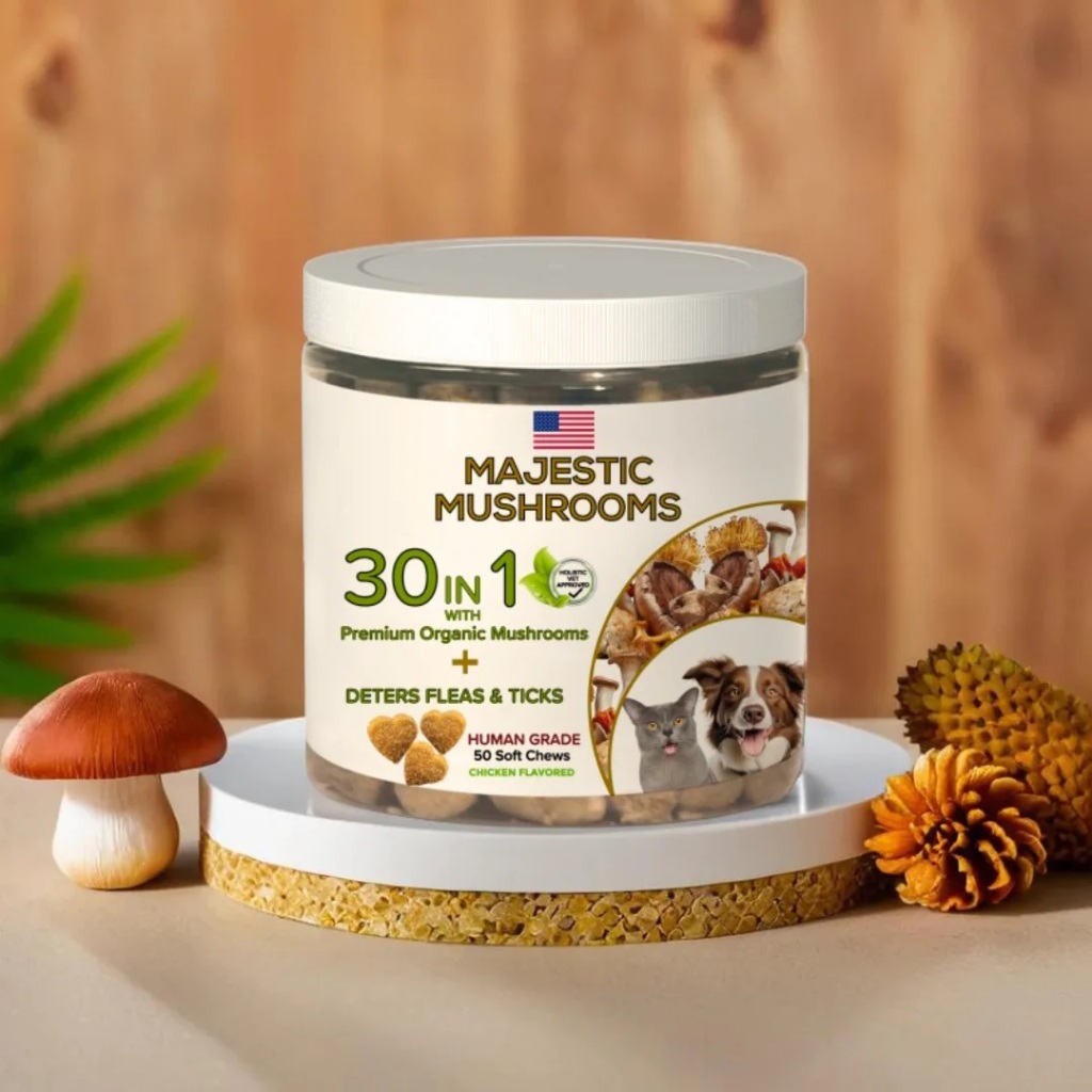 Majestic Mushroom 30-in-1 Calming Chew for Pets – Natural Mushroom ...