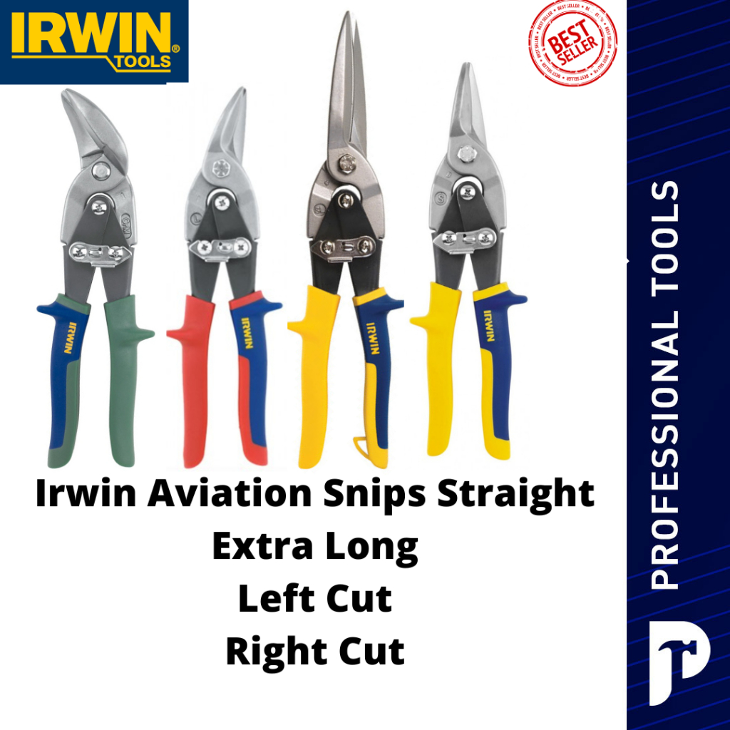 Irwin 10" Aviation Snips Straight Cut/ Extra Long/ Left Cut / Right Cut [Heavy Duty] | Shopee ...