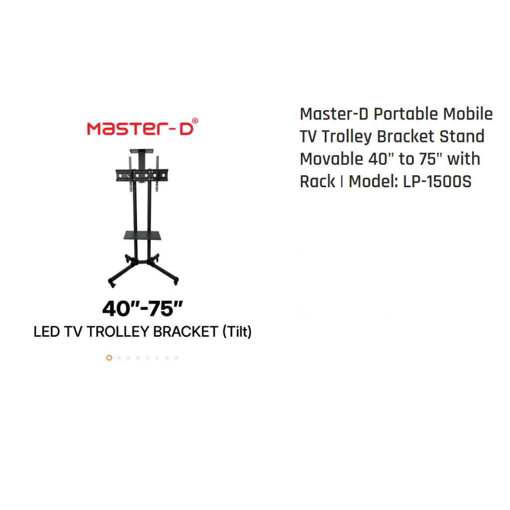 Master-D Portable Mobile TV Trolley Bracket Tv Stand Movable 40" to 75 ...