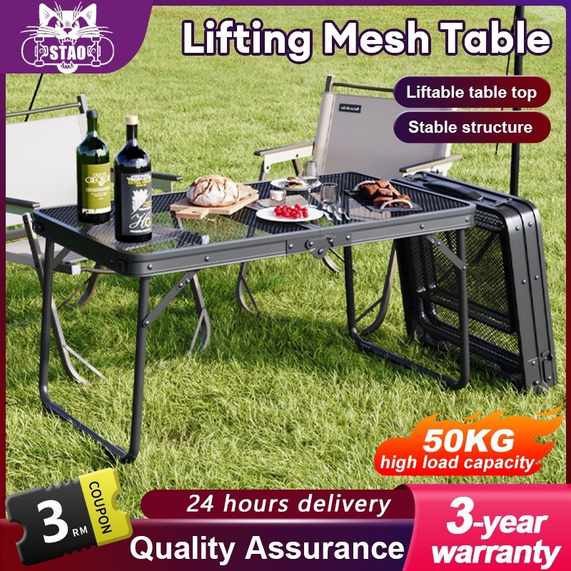 Meja Camping Table Foldable Table Aluminium Mesh table with wings ...