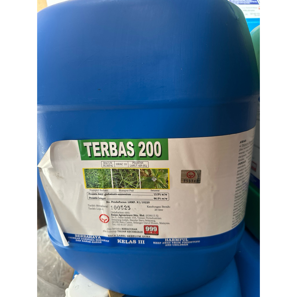 Terbas 200 Racun Lalang 20L / Kawasan Sawit / Weed Control | Shopee ...