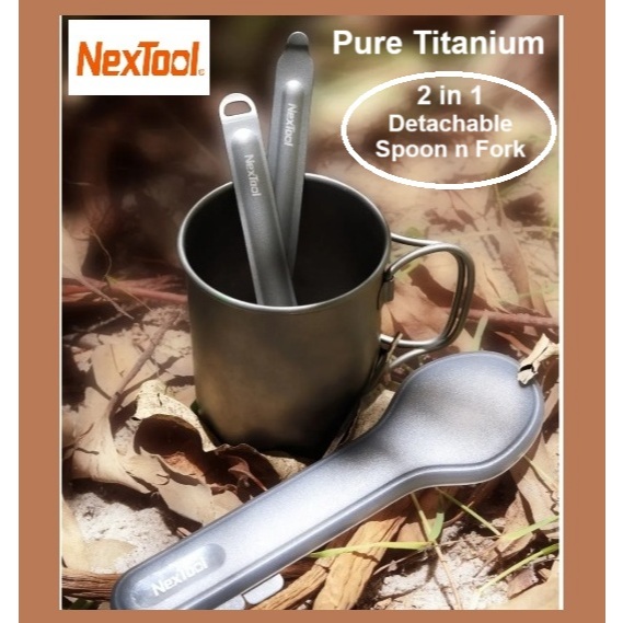 NexTool Titanium Portable Spoon & Fork Detachable 2-in-1 Cutlery for ...