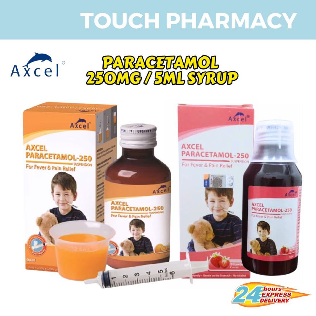 AXCEL PARACETAMOL 250MG/5ML SYRUP 100ML (ORANGE/STRAWBERRY FLAVOUR ...
