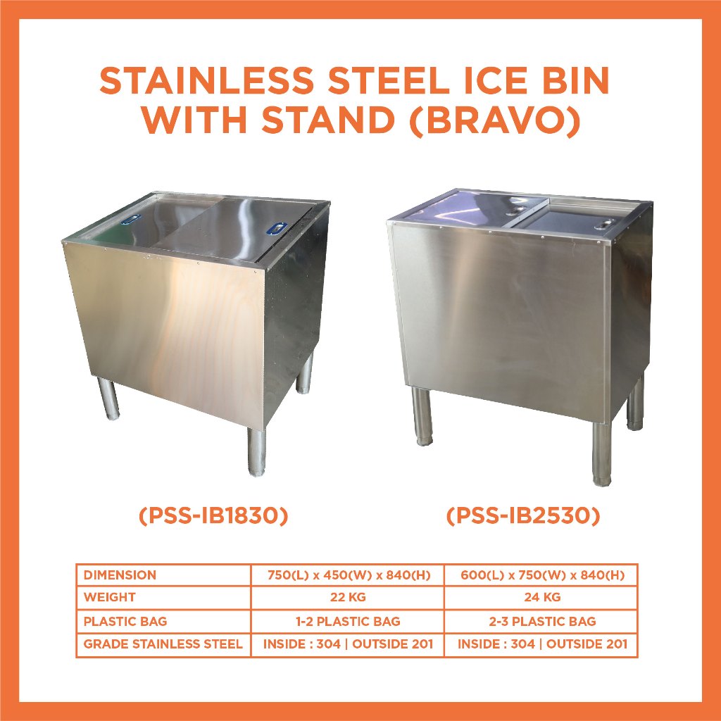 Bravo Stainless Steel Ice Bin dengan Stand | Bekas Simpan Ais Tahan ...