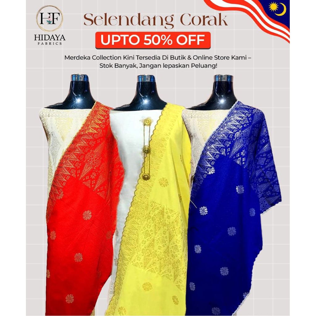 Selendang Corak |Tudung | Songket | Veil | 100%Cotton | Bunga Tabur ...