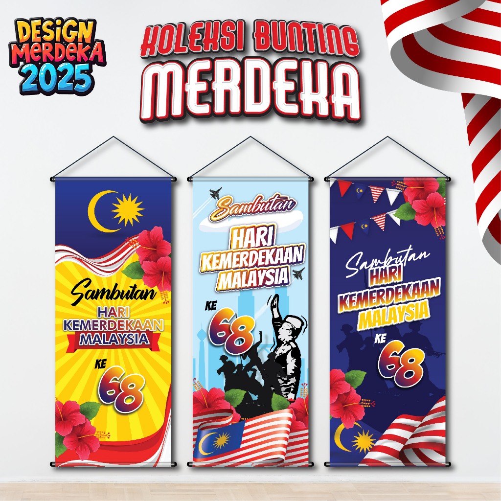 Saiz 2x4ft Bunting Merdeka 2025/Bulan Kemerdekaan 2025 | Shopee Malaysia
