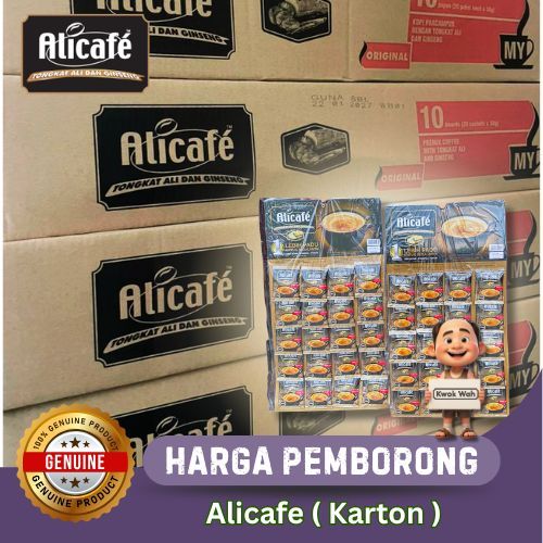 Alicafe Original–100% Asli–1 Karton = 10 Papan x 20 Paket Kecil–Kopi ...