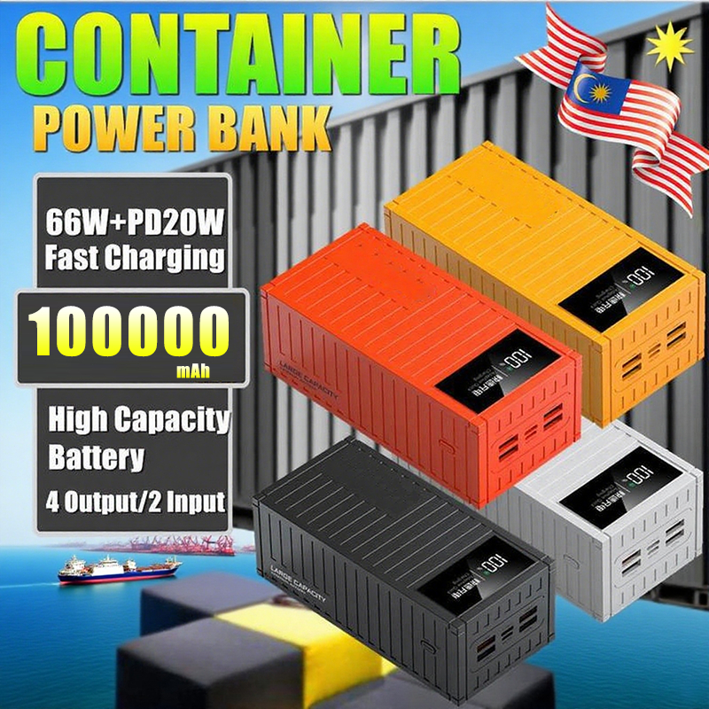 Container power bank with a large capacity of 100000mAh, 4 ports and 2 ...