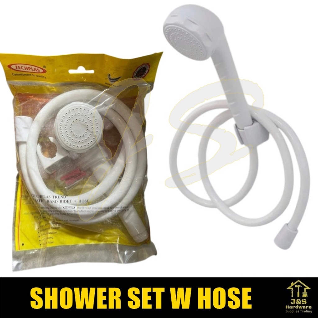 TECHPLAS 6118 PVC Shower Set C/W Hose. White PVC Hand Shower Set ...