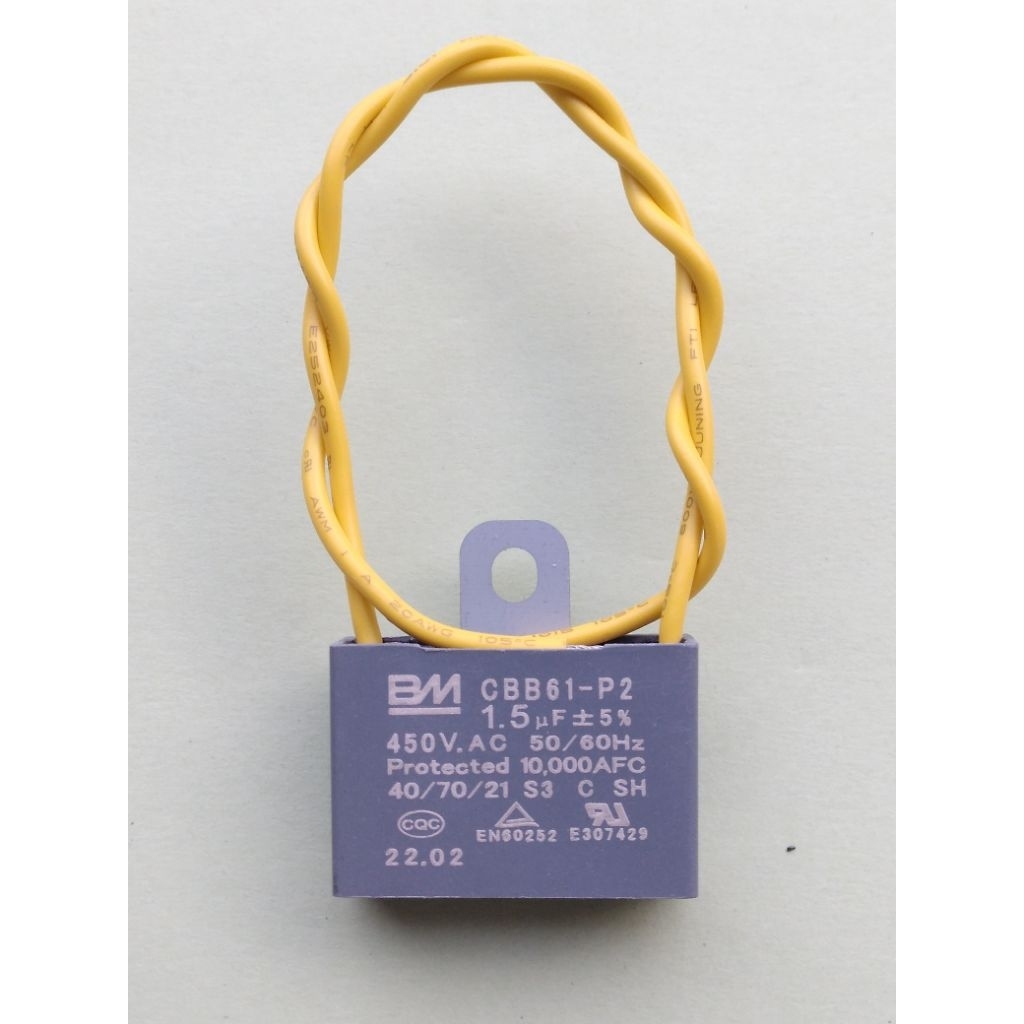 CBB61 CAPACITOR *BM* *SY* 1.5UF 450VAC (P2) KIPAS KAPASITOR (for Kdk ...