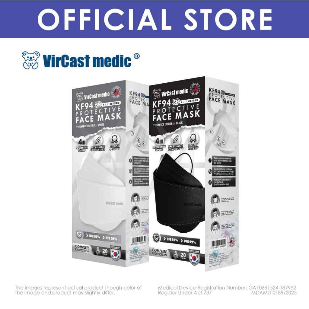 Vircast Medic Protective 4 Ply KF94 (20pcs/box) | Shopee Malaysia