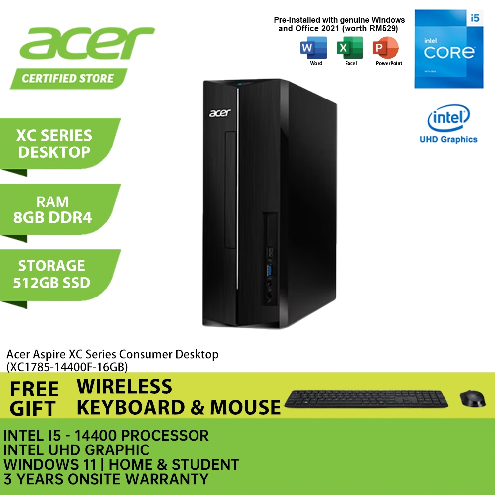 ACER Aspire XC Series Consumer Desktop XC1785-14400F-16GB - I5-14400 ...