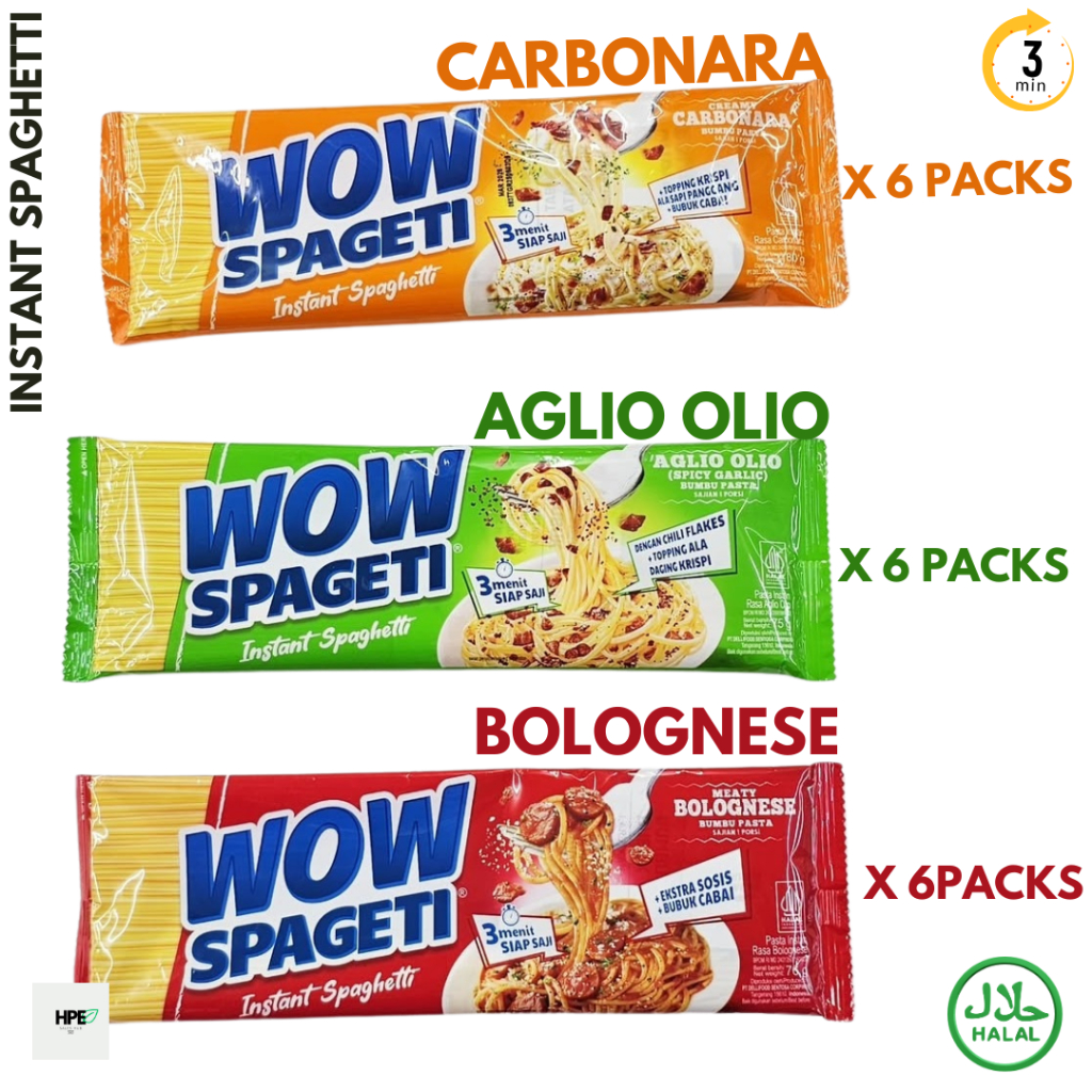 WOW SPAGETI Instant Spaghetti (HALAL / 75g-88g X 6 packs) Carbonara ...