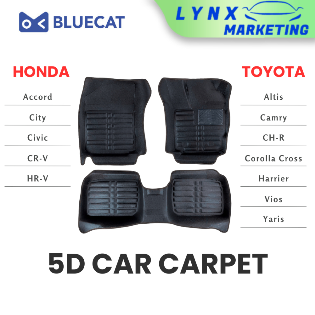 Bluecat 5D CAR CARPET Honda Toyota Car Floor Mat Vios Yaris Accord City ...