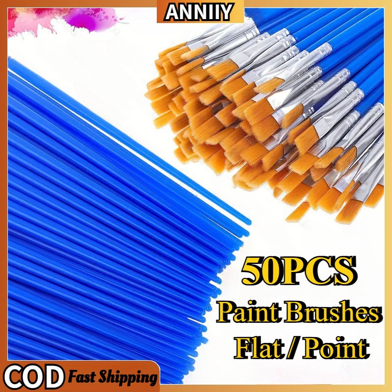 50PCS Paint Brushes Set Craft Watercolor Oil Painting Brushes Nylon ...
