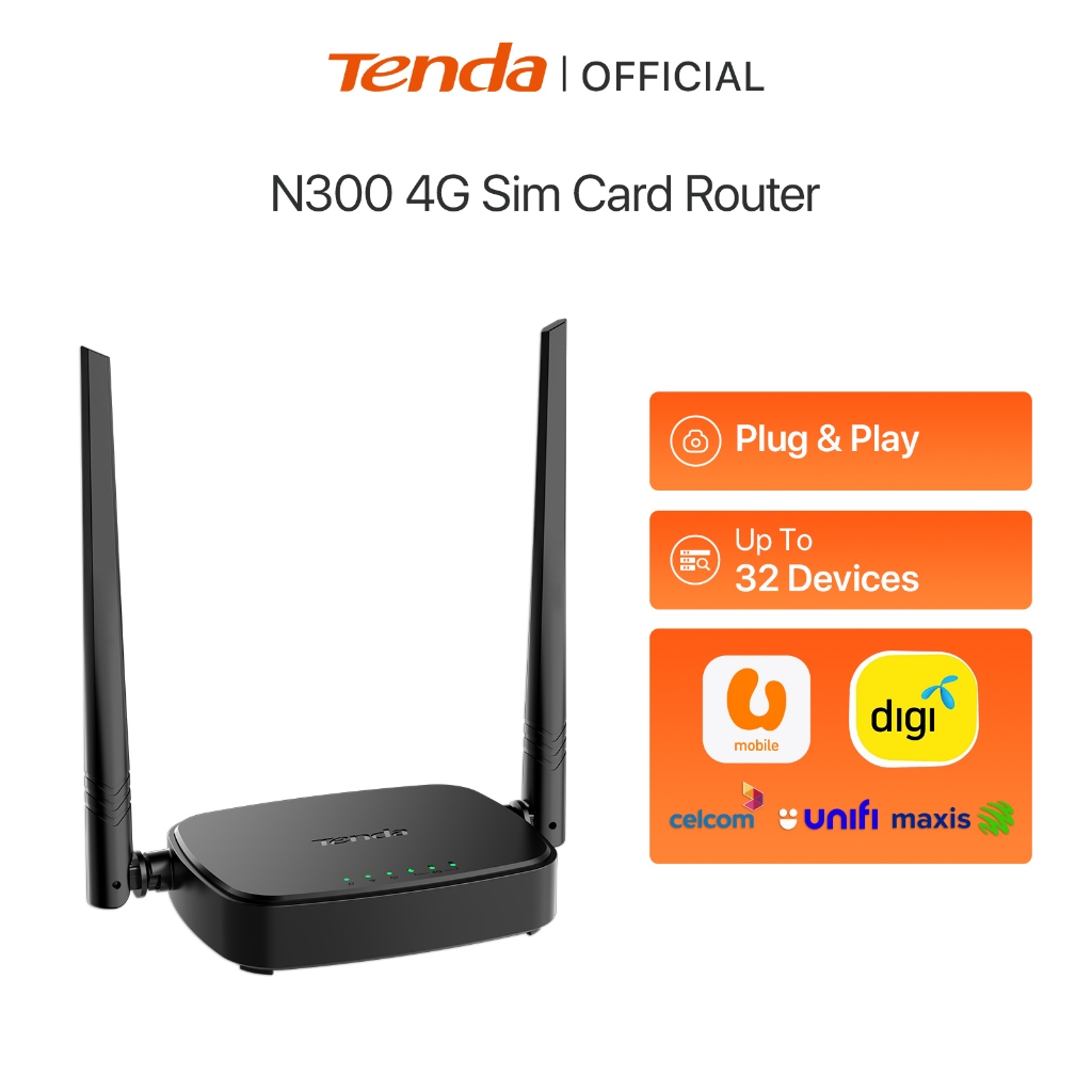 Tenda 4G LTE Router Sim Card Modem WiFi Router support all telco ...