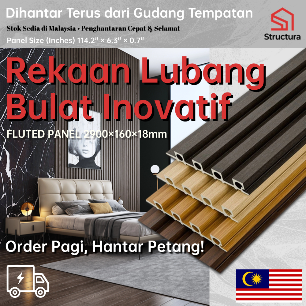 [ Ready Stock ] NeoWPC Fluted Wall Panel 9.5 ft Hiasan Dinding Board ...