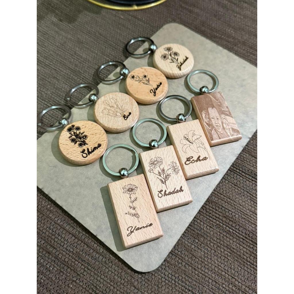 Keychain Kayu Ukiran Wajah / Nama | Custom Gambar & Tulisan|Free beg ...