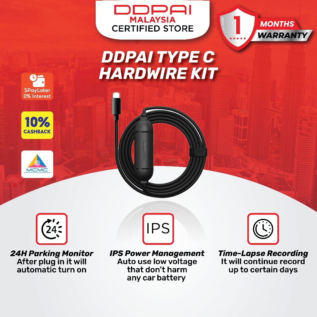DDPAI Type-C Hardwire Kit — 24H Parking Monitor | Fuse Cable For | Mini ...