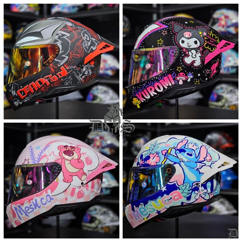 Original Mesuca Marvel Disney DC Sanrio Collaboration Full Face Helmet ...