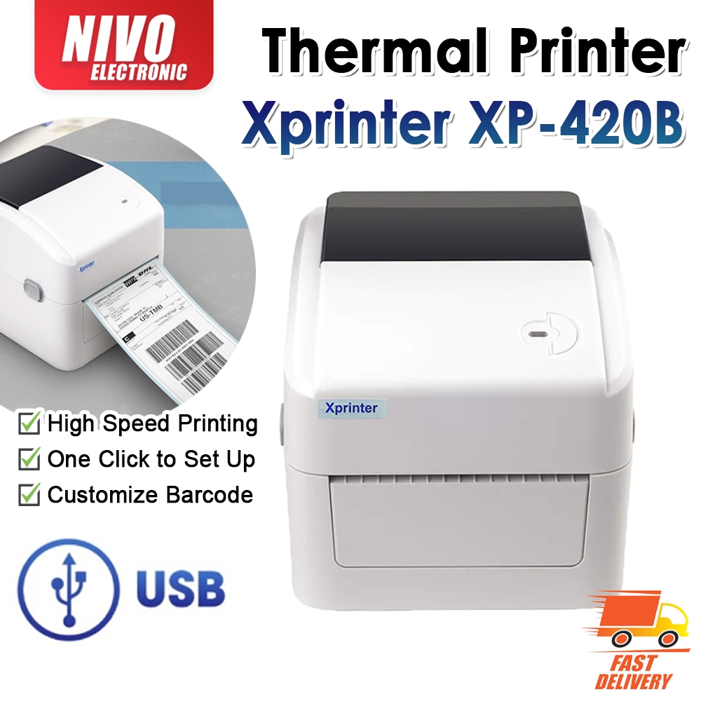 X-Printer XP-420B Thermal Printer USB A6 Paper Shipping label Packlist ...