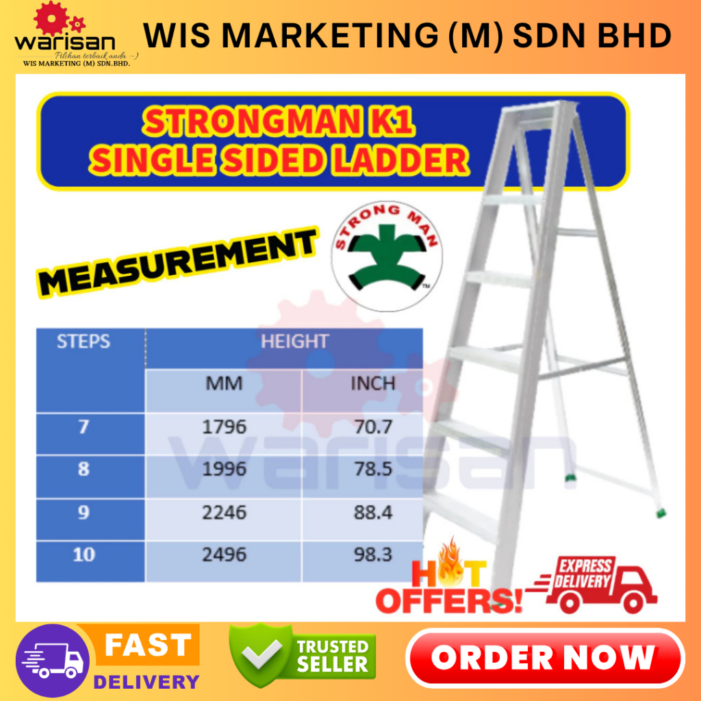 STRONGMAN K1 SINGLE SIDE LADDER | Shopee Malaysia