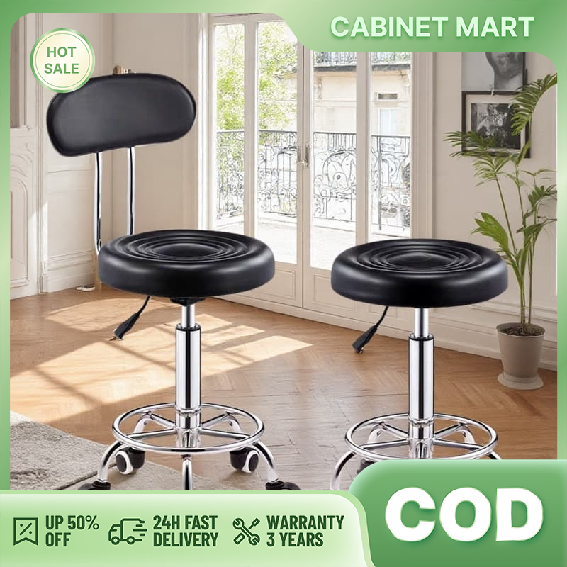 Bar Stool High Chair With Wheel Adjustable Round Kerusi Counter Stool ...
