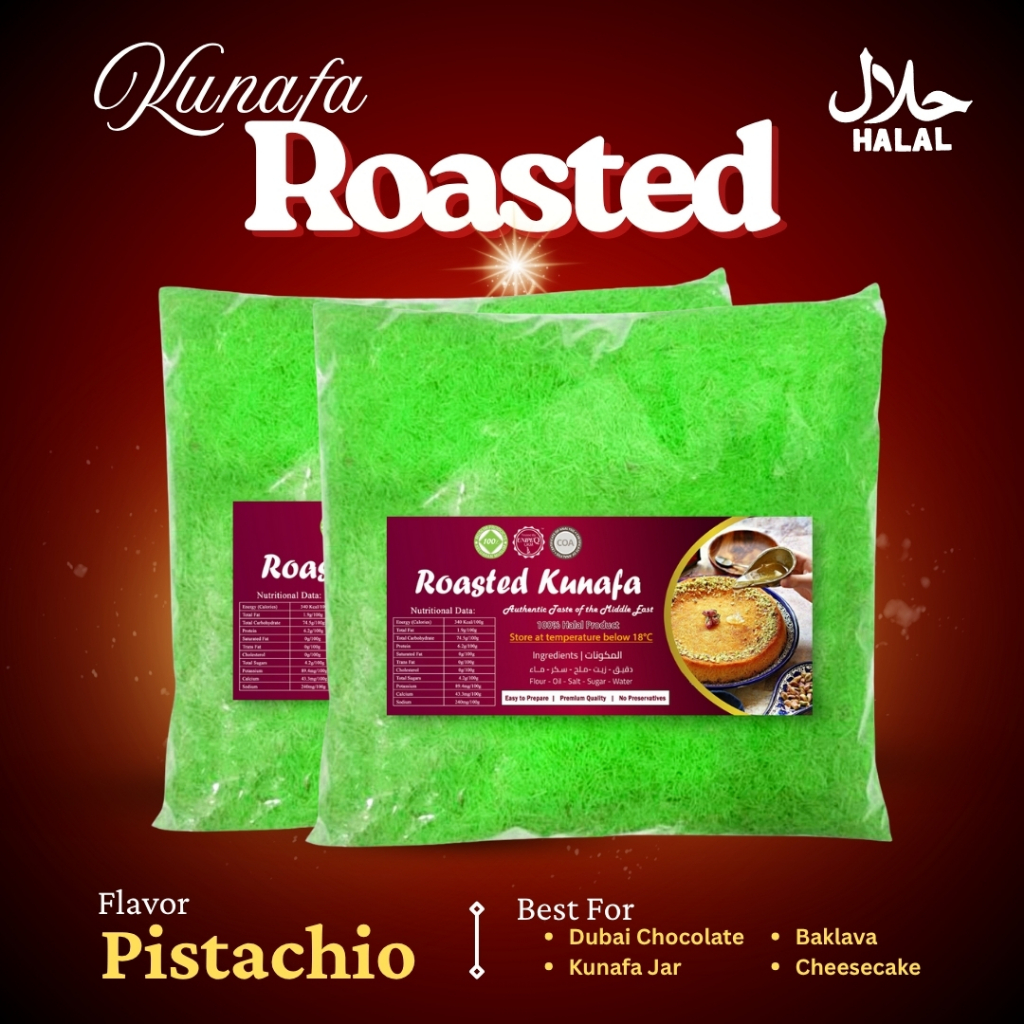 Pistachio Green Roasted Kunafa Dough – Premium Halal Pastry for Sweet ...