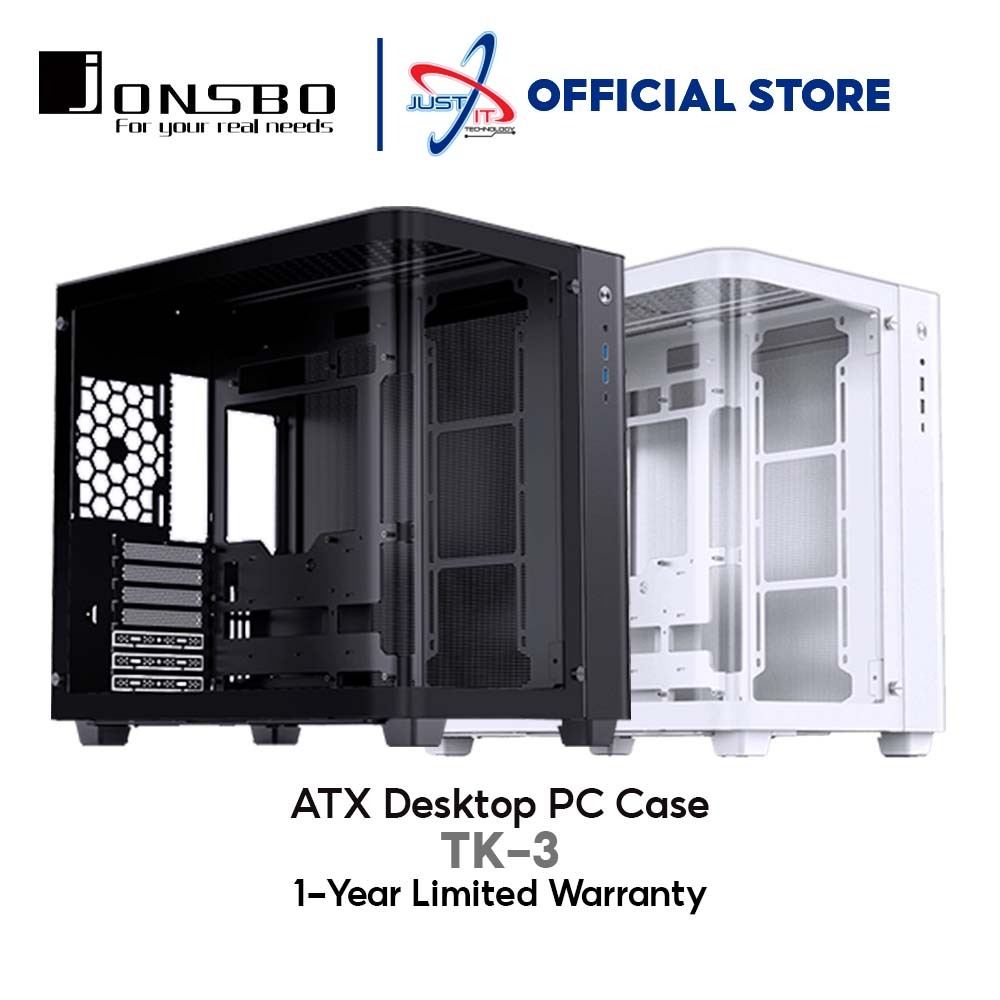 JONSBO TK-3 ATX DESKTOP PC CASE / CASING - BLACK / WHITE | Shopee Malaysia
