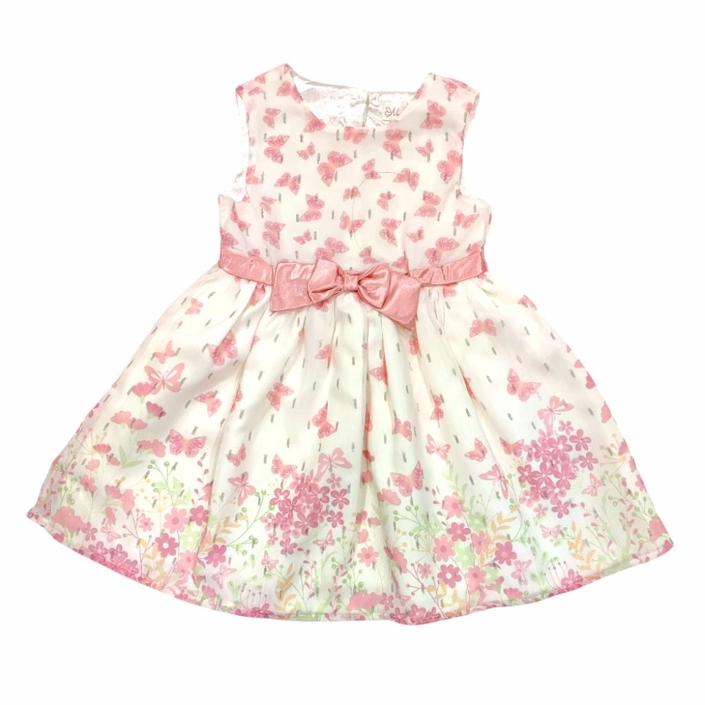 Nannette baby kids girl dress peach butterfly and blue floral dress ...
