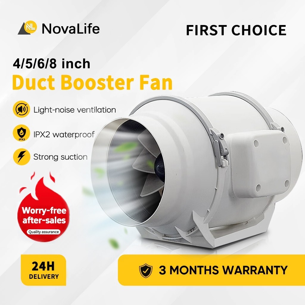 Inline Duct Booster Fan 4/5/6/8 Inch High Suction Kitchen Powerful ...