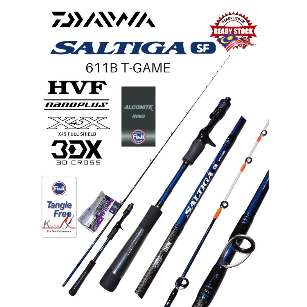 DAIWA 22' SALTIGA SF 611B T-GAME BAITCASTING JIGGING FISHING ROD BUTTJOINT | Shopee Malaysia