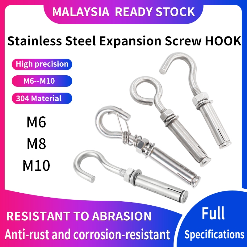 304 Expansion Hook Bolt Anchor Stainless Steel 304 Wall Plug with Hook ...
