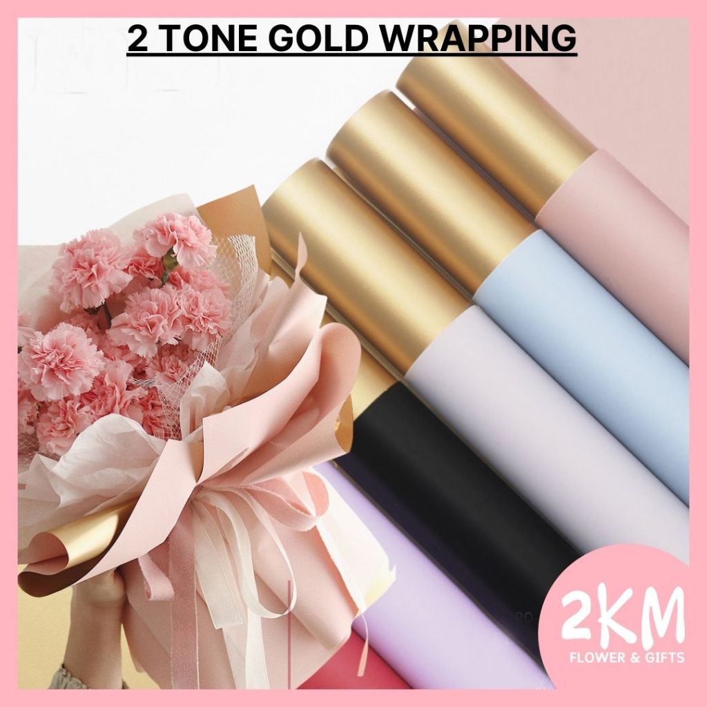 2TONE GOLD Waterproof Flower Wrapping Paper Bouquet Gift Florist Wrap ...