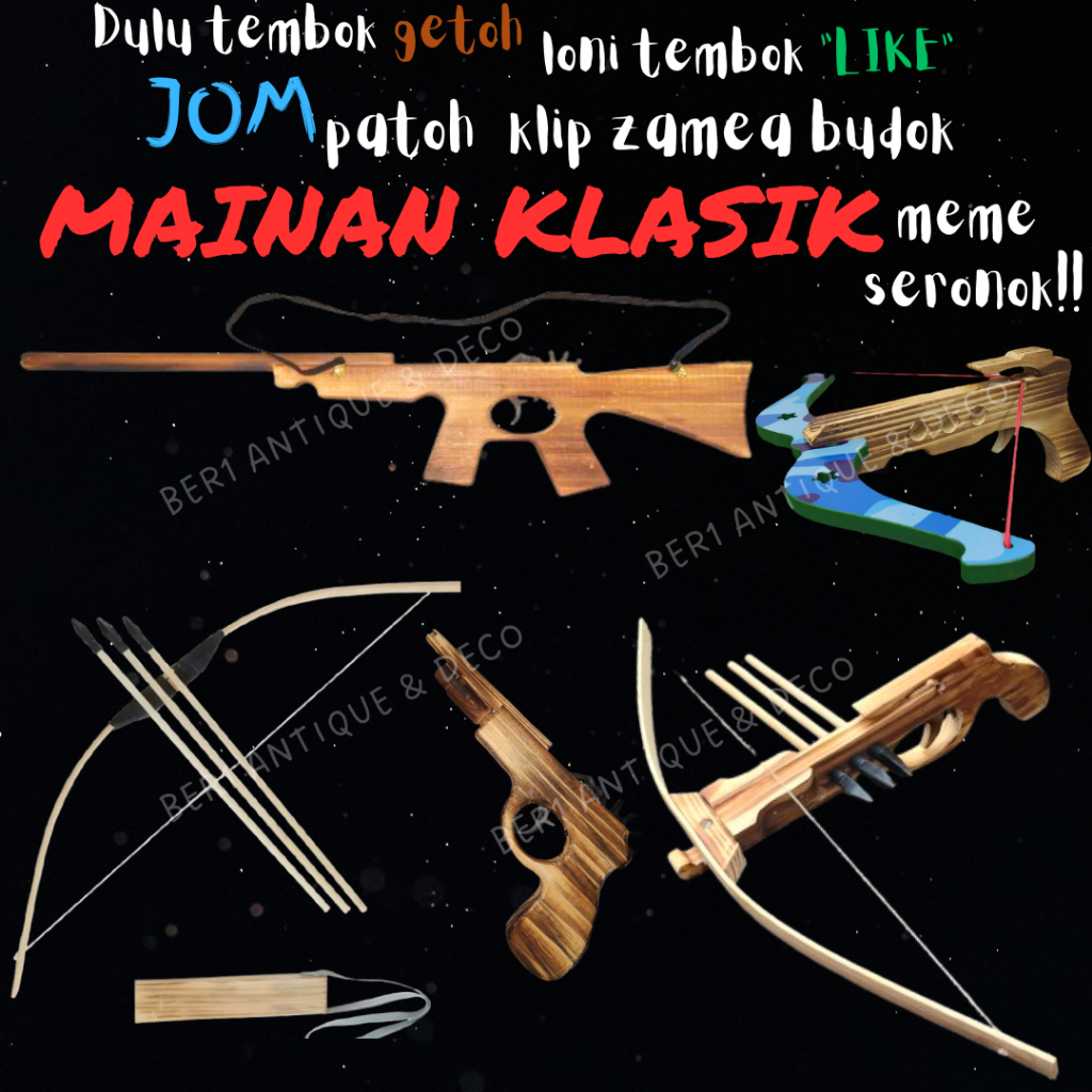 PISTOL KAYU MAINAN GETAH TRADISIONAL TOY SHOOTING HADIAH BIRTHDAY GIFT ...