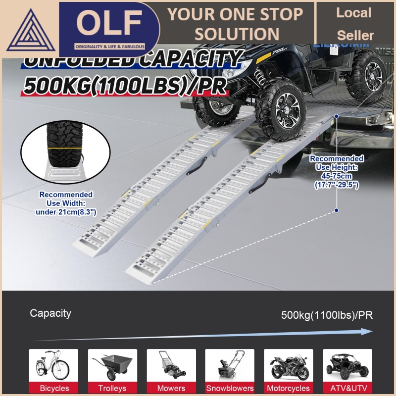 72" Tri-Fold Steel Truck Ramp 1000 LBS Capacity Folding Trailer Ramp ...