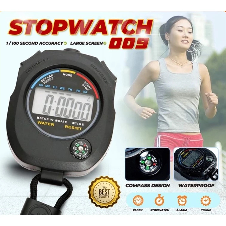 3H Jam Sukan 009 Sport Stopwatch Waterproof Digital LCD Timer /W ...