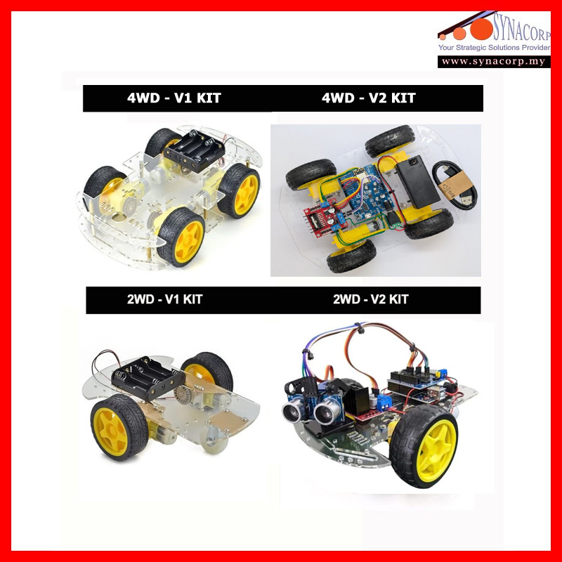 2WD / 4WD Smart Robotics Robot Car Chassis Kit Set V1 V2 for ARduino STEM RBT Sekolah | Shopee ...