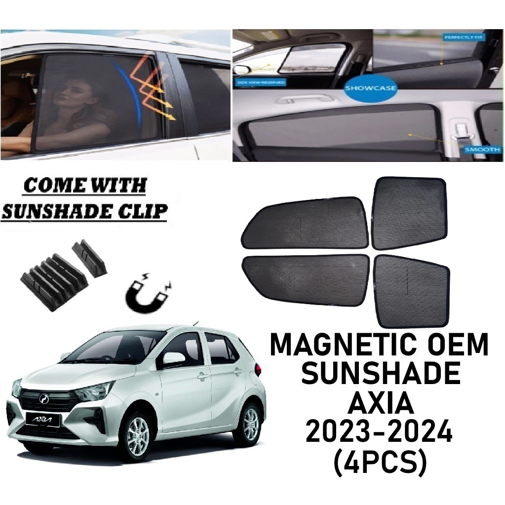 PERODUA AXIA NEW 2023 OEM SUNSHADE MAGNETIC Car Door Window Cover UV ...