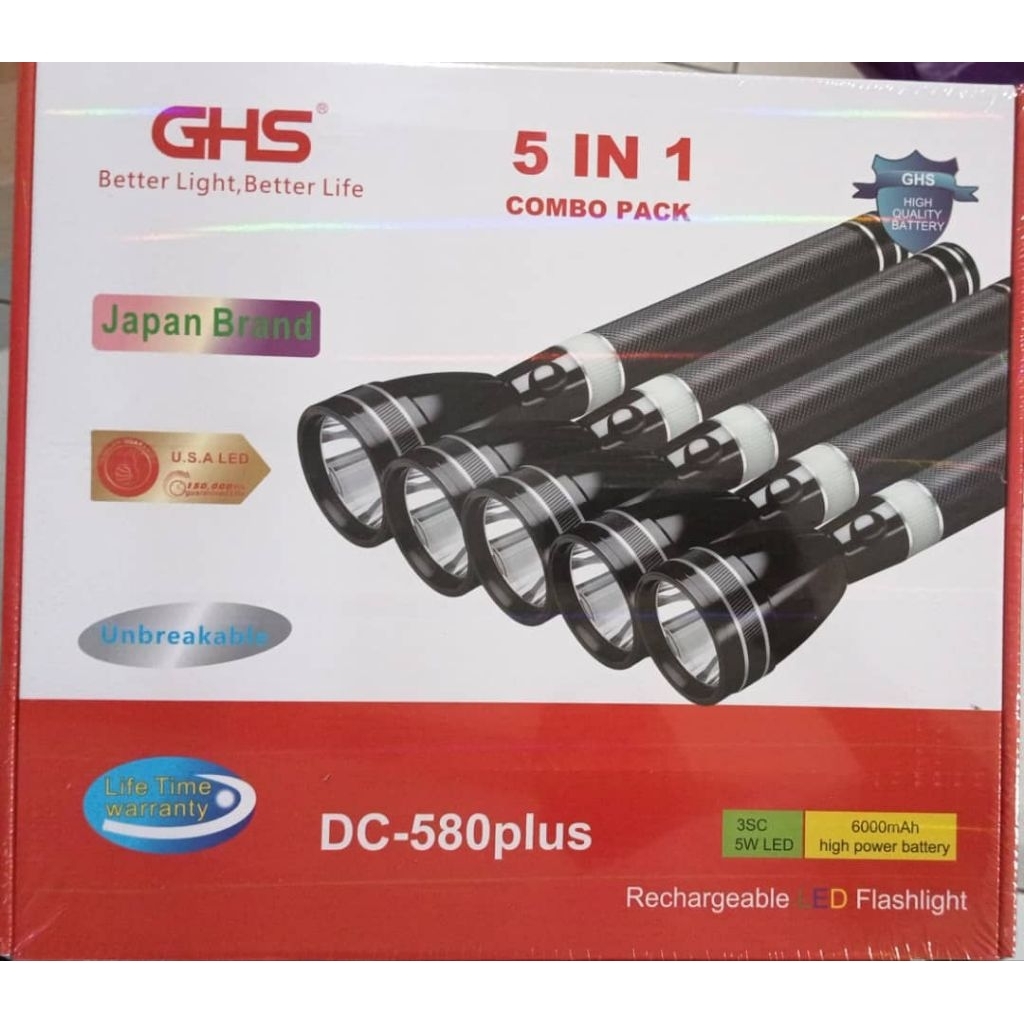 GHS Combo Led Torch Light Flash Light Rechargeable | Shopee Malaysia