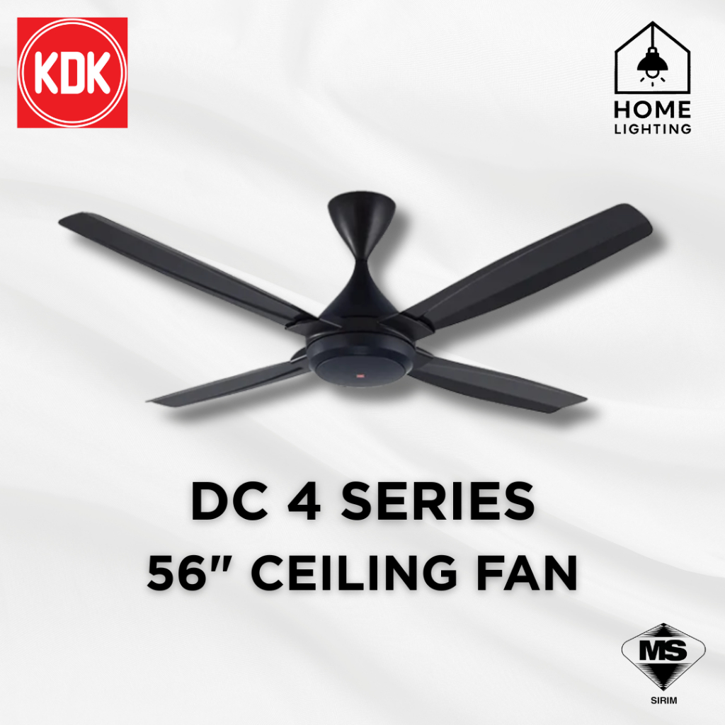 KDK K14TE Ceiling Fan 56" DC 4 Metal Blade 5 Speed Remote Control DC ...