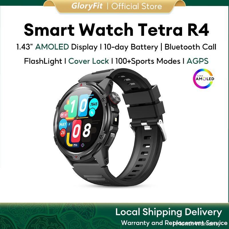 Aolon Tetra R4 Jam Smart Watch Man Original AGPS AMOLED Screen AOD ...