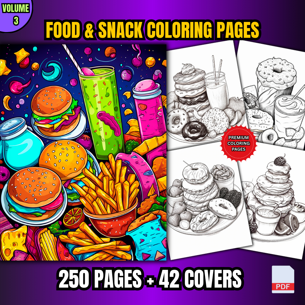[PDF] 250 Food & Snack Coloring Pages (Volume 3) | Shopee Malaysia